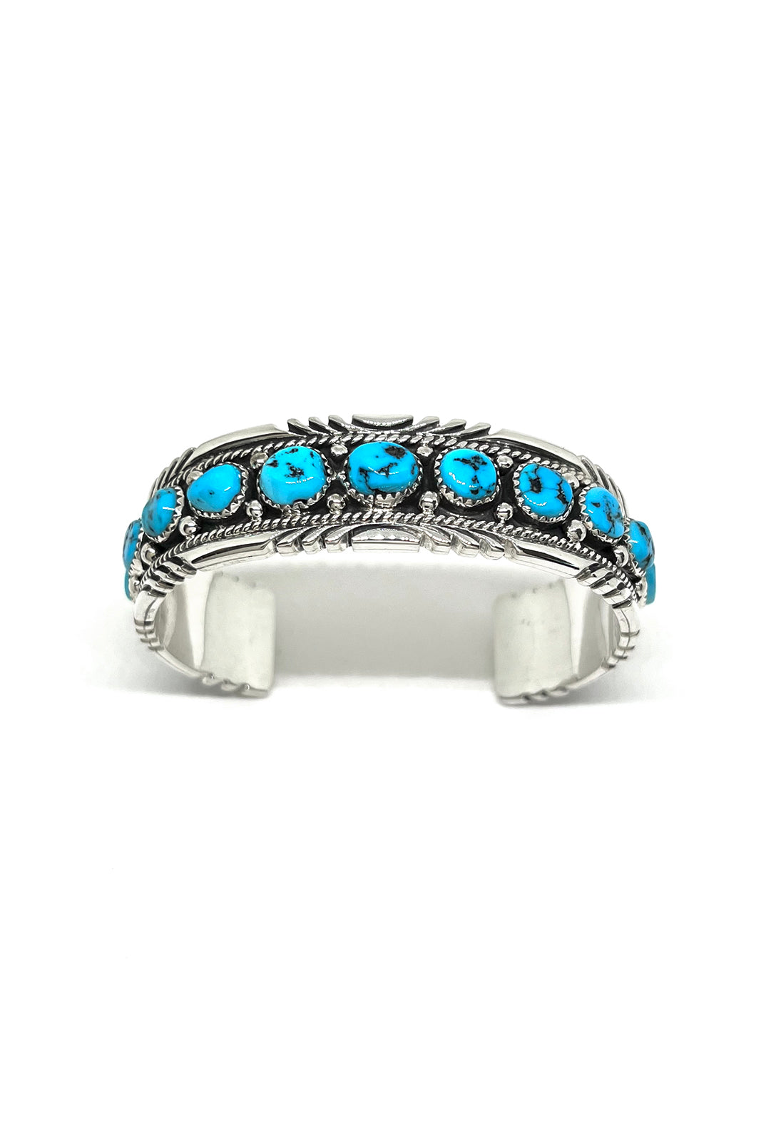 Thomas Francisco Mens Kingman Turquoise Row Cuff Bracelet – Silver ...