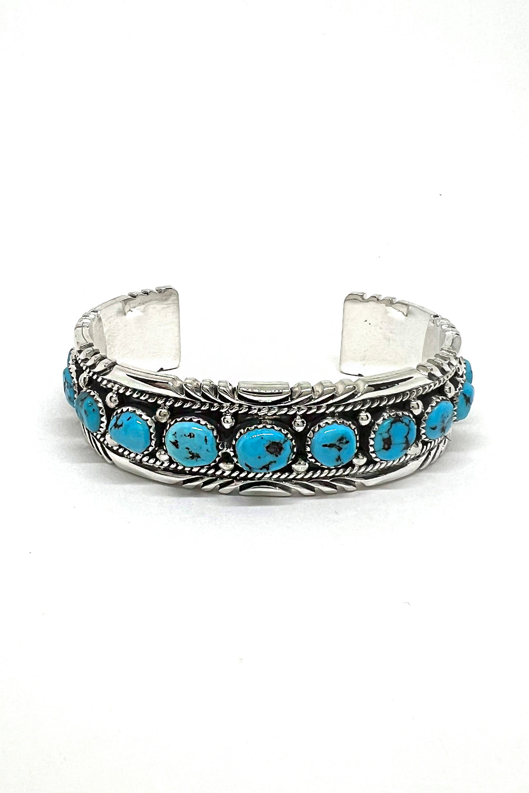Thomas Francisco Mens Kingman Turquoise Row Cuff Bracelet – Silver ...