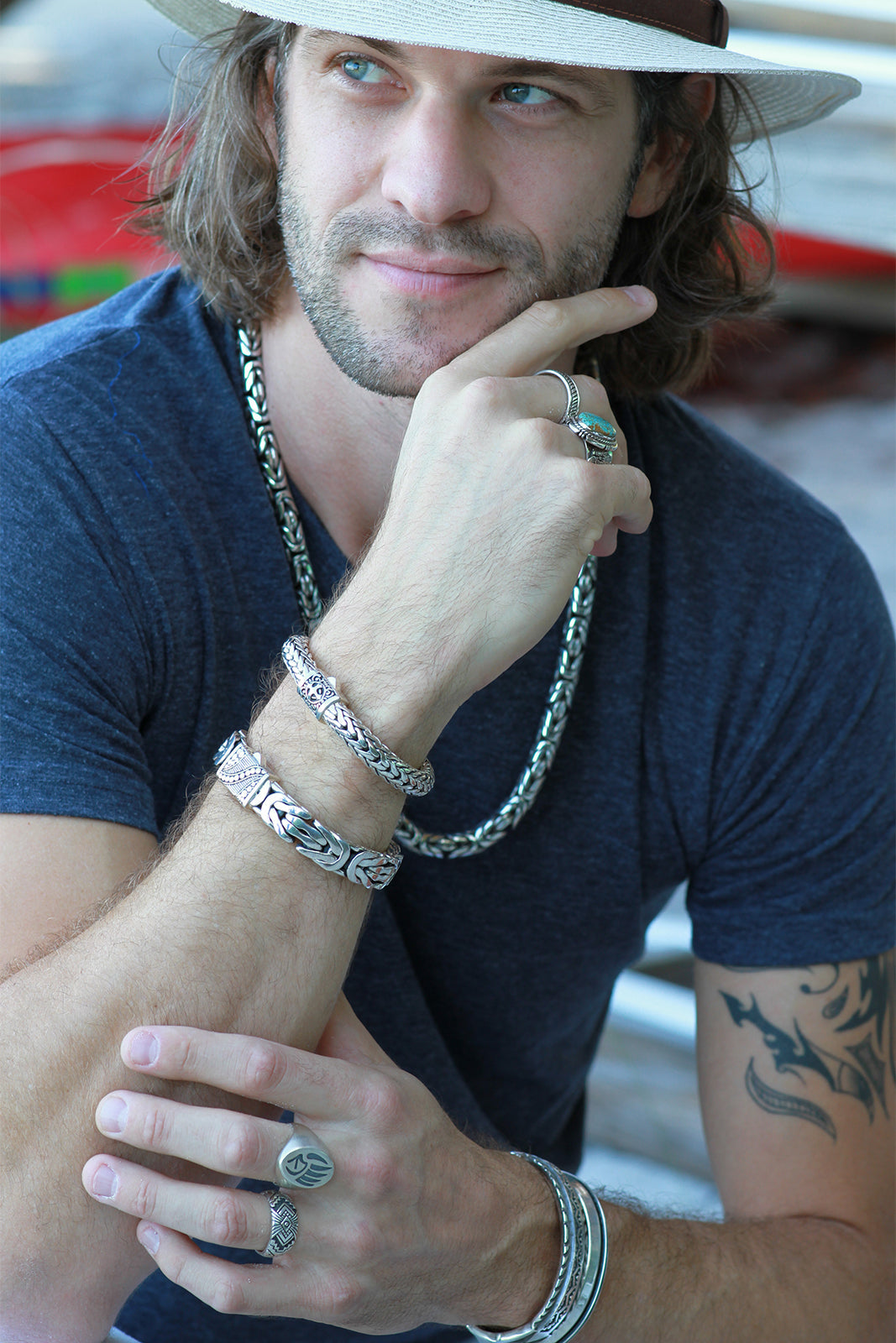 Men’s Handcrafted Sterling Silver Bali Bracelet – Silver Eagle Gallery