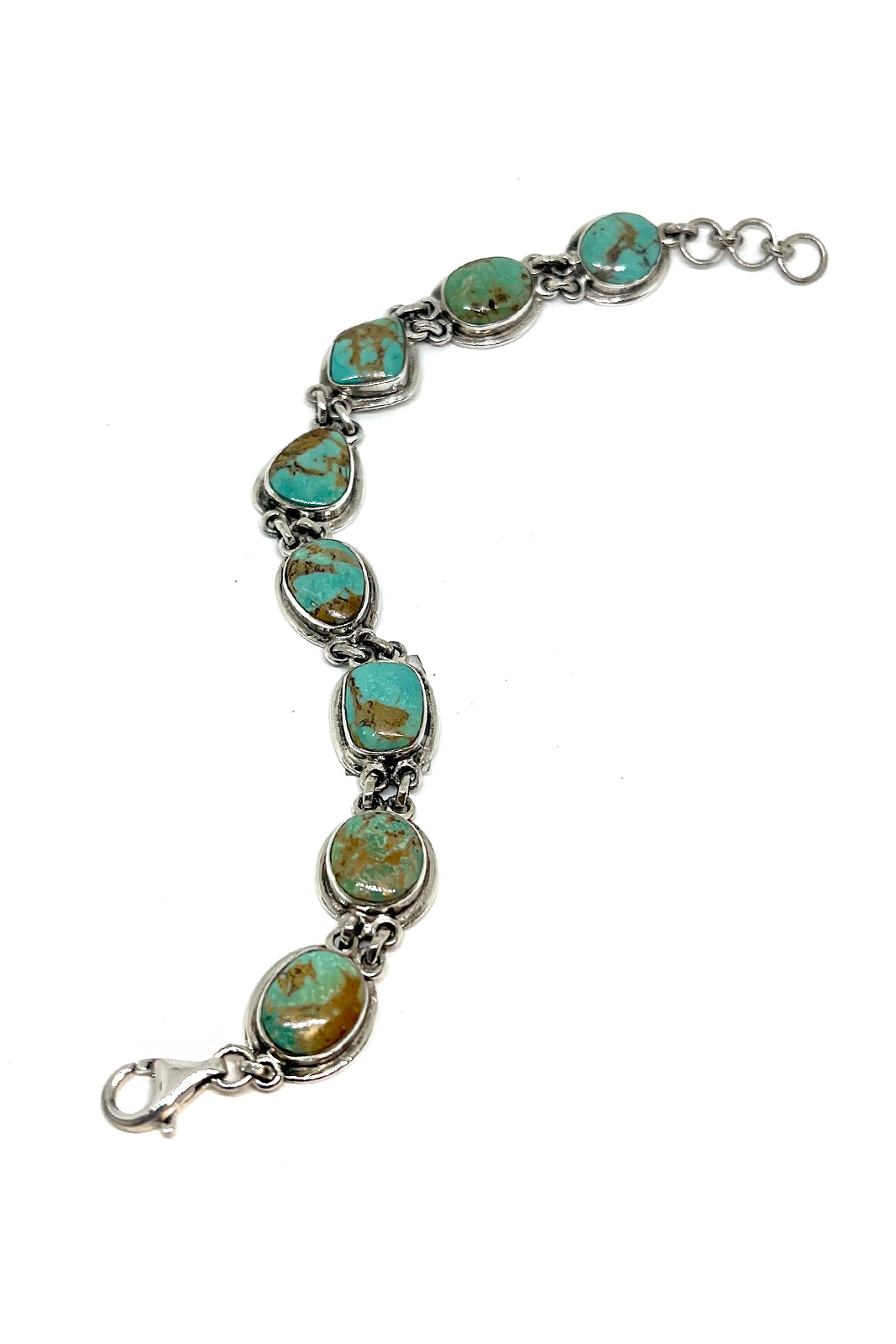 Green Turquoise Sterling Silver Link Bracelet – Silver Eagle Gallery