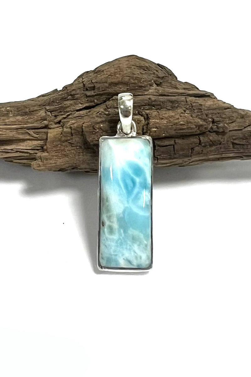 Rectangular Sterling Silver Larimar Pendant – Silver Eagle Gallery