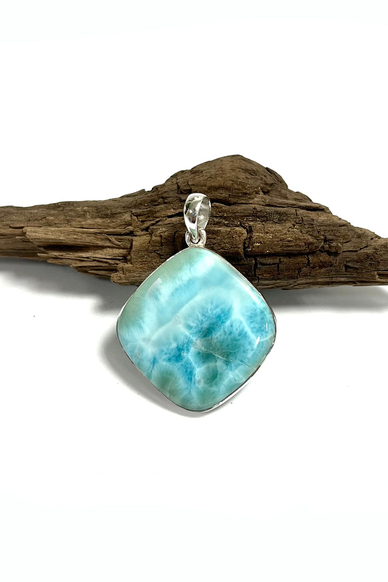 Square Larimar Sterling Silver Pendant – Silver Eagle Gallery