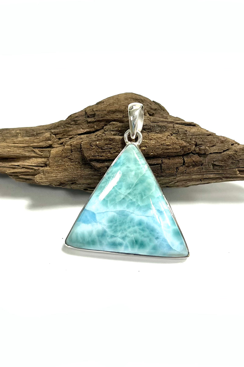 Triangular Larimar Sterling Silver Pendant – Silver Eagle Gallery