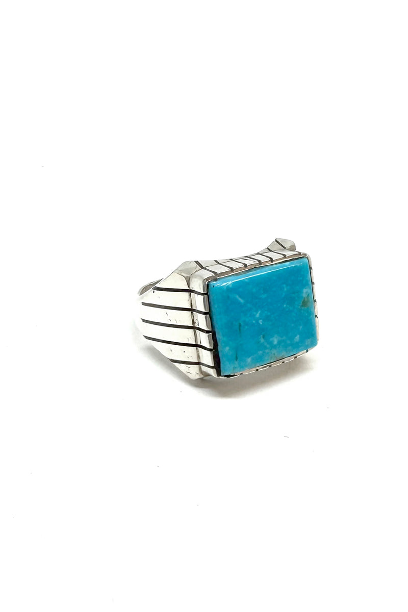 Kingman Turquoise Modern Men's Ring (Size 9 ½) – Silver Eagle Gallery