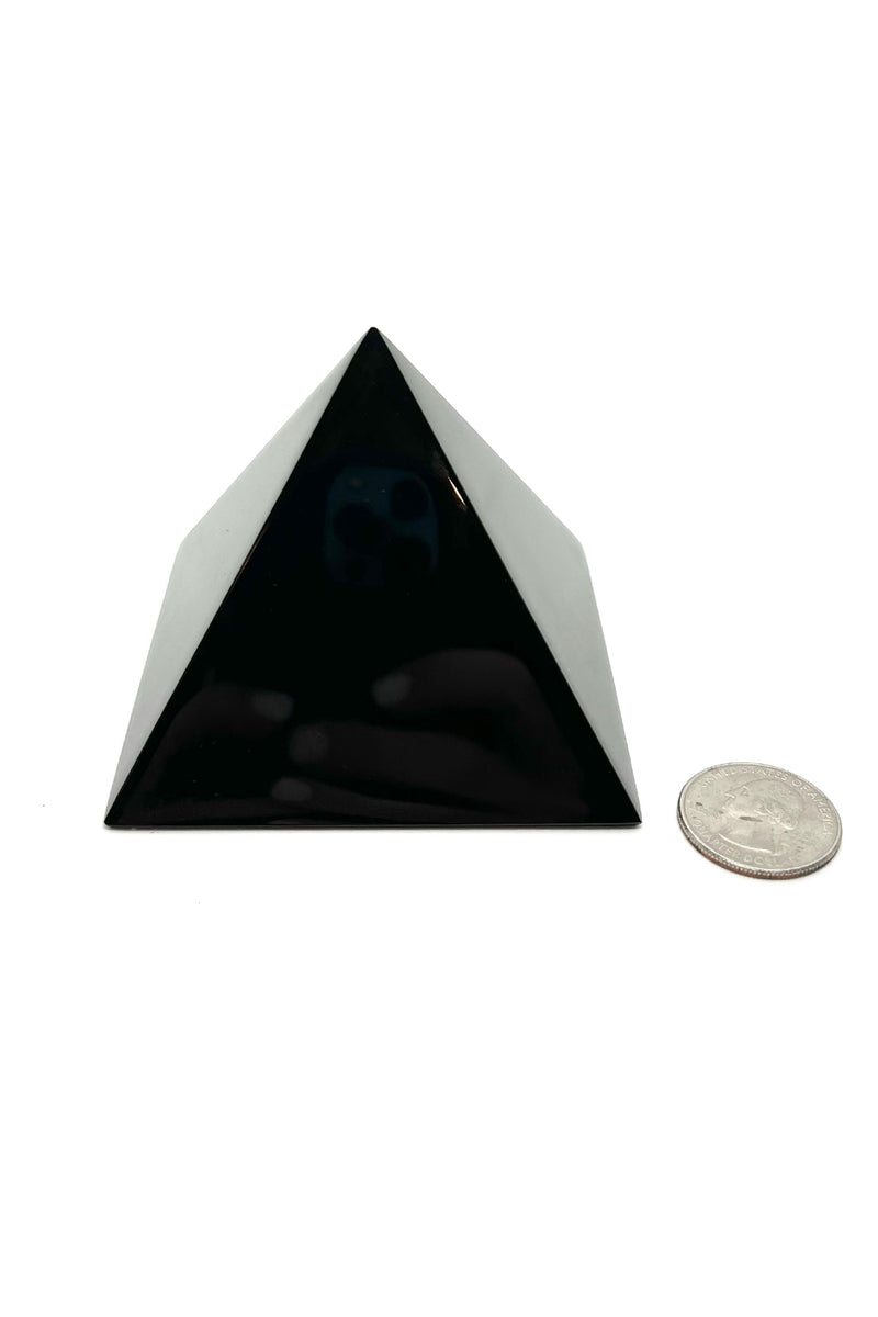 Highly Polished Black Obsidian Pyramid – Silver Eagle Gallery