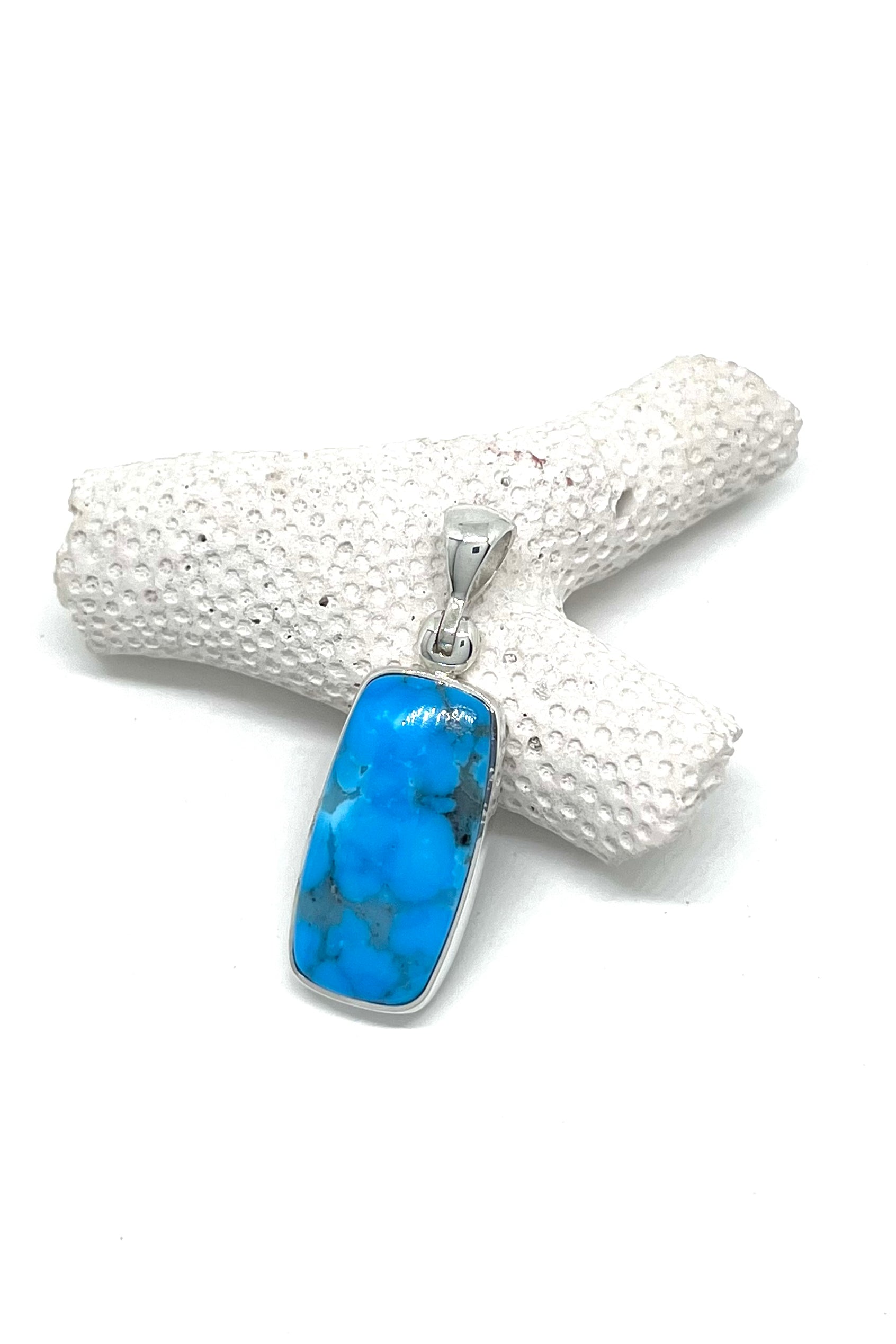 Blue Turquoise Small Rectangle Pendant – Silver Eagle Gallery