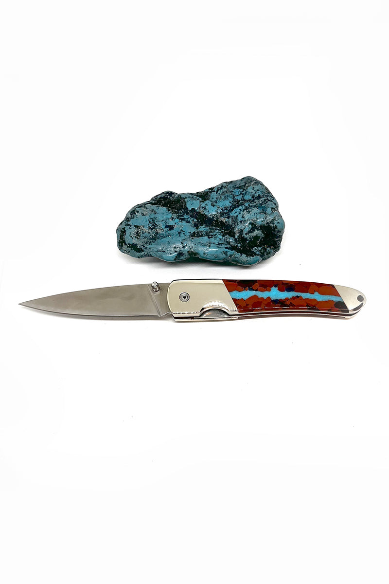 Sonoran Turquoise Handmade Inlay Knife – Silver Eagle Gallery
