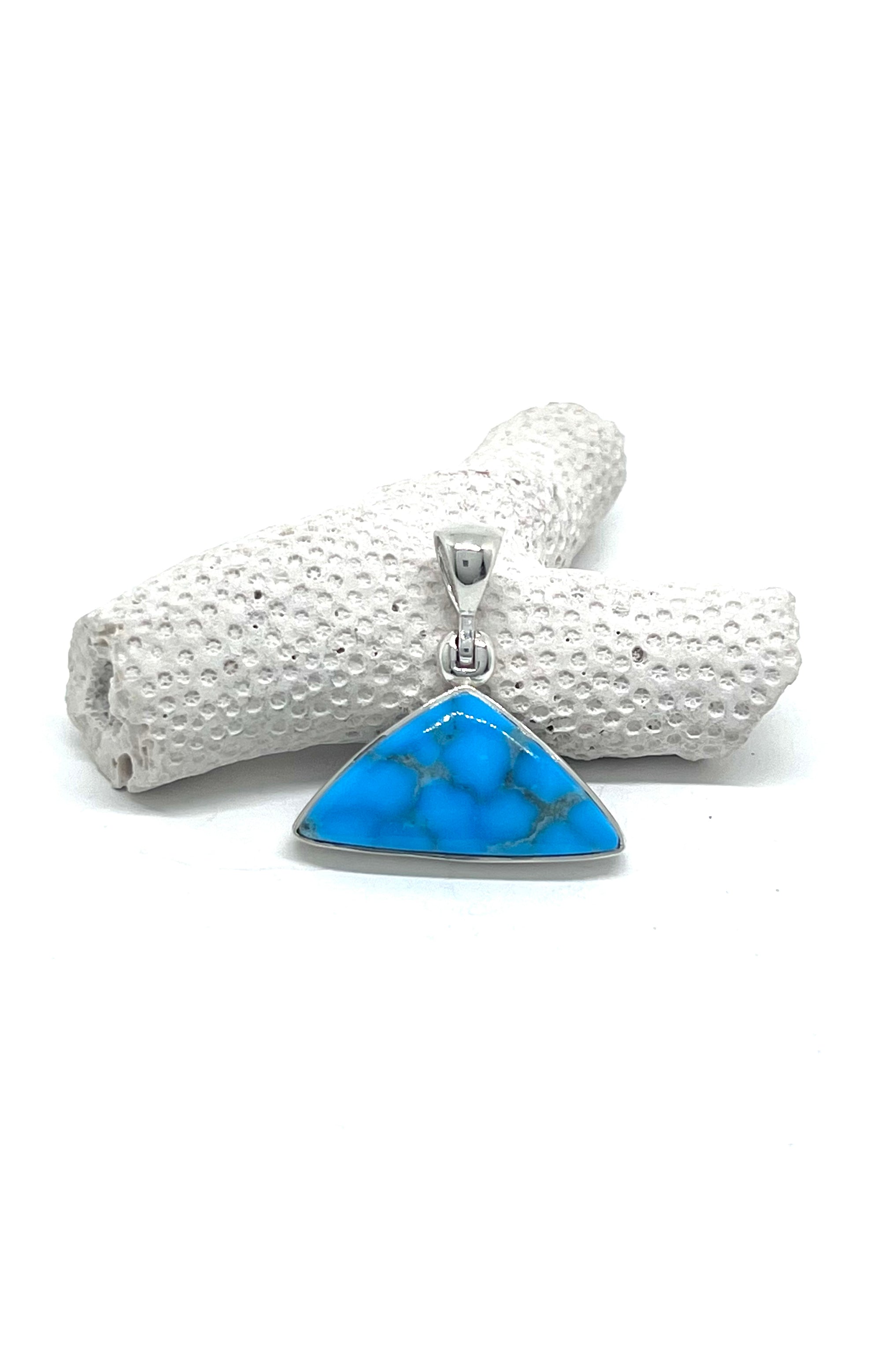 Blue Turquoise Small Triangle Pendant – Silver Eagle Gallery