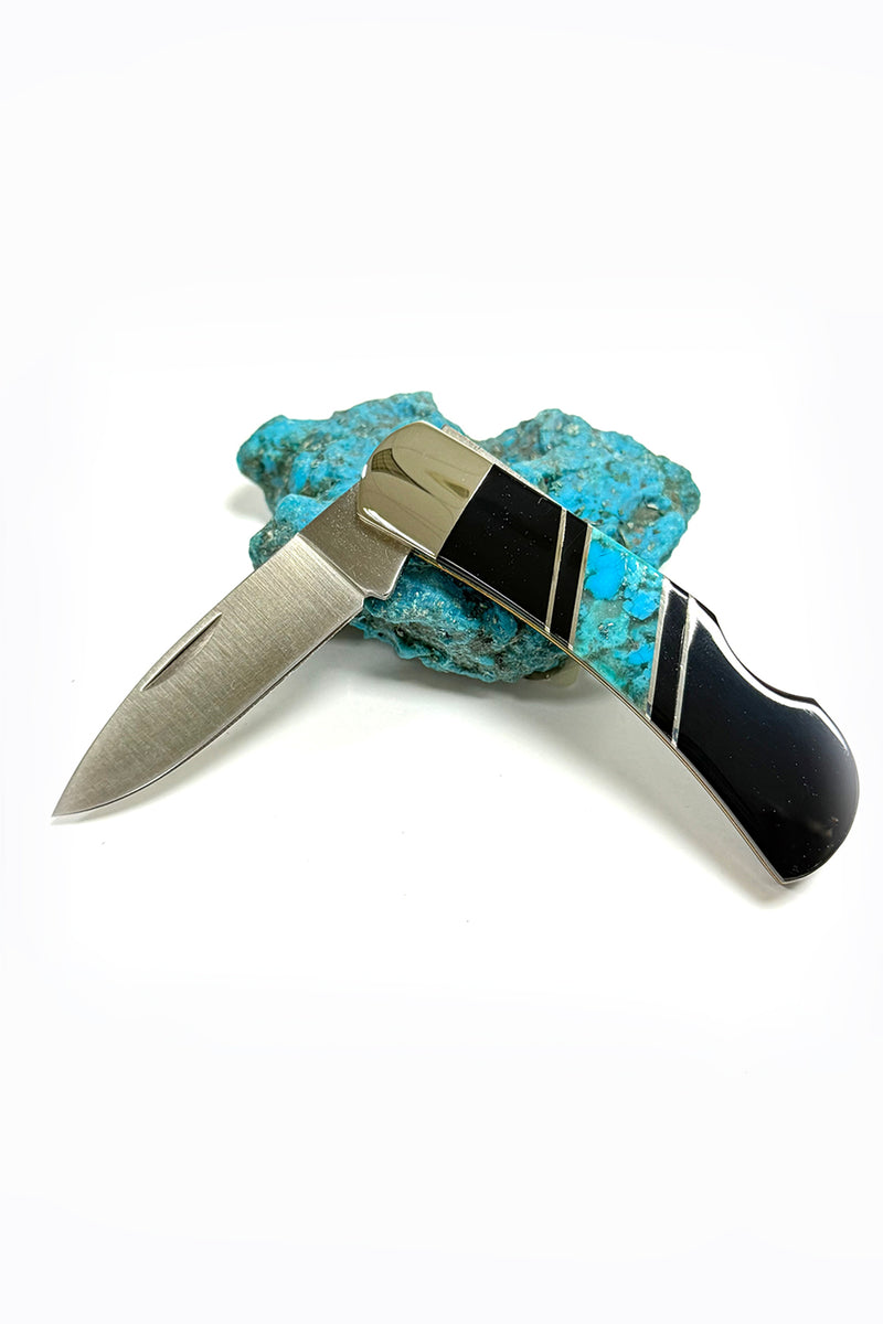 Sonoran Turquoise Handmade Inlay Knife – Silver Eagle Gallery