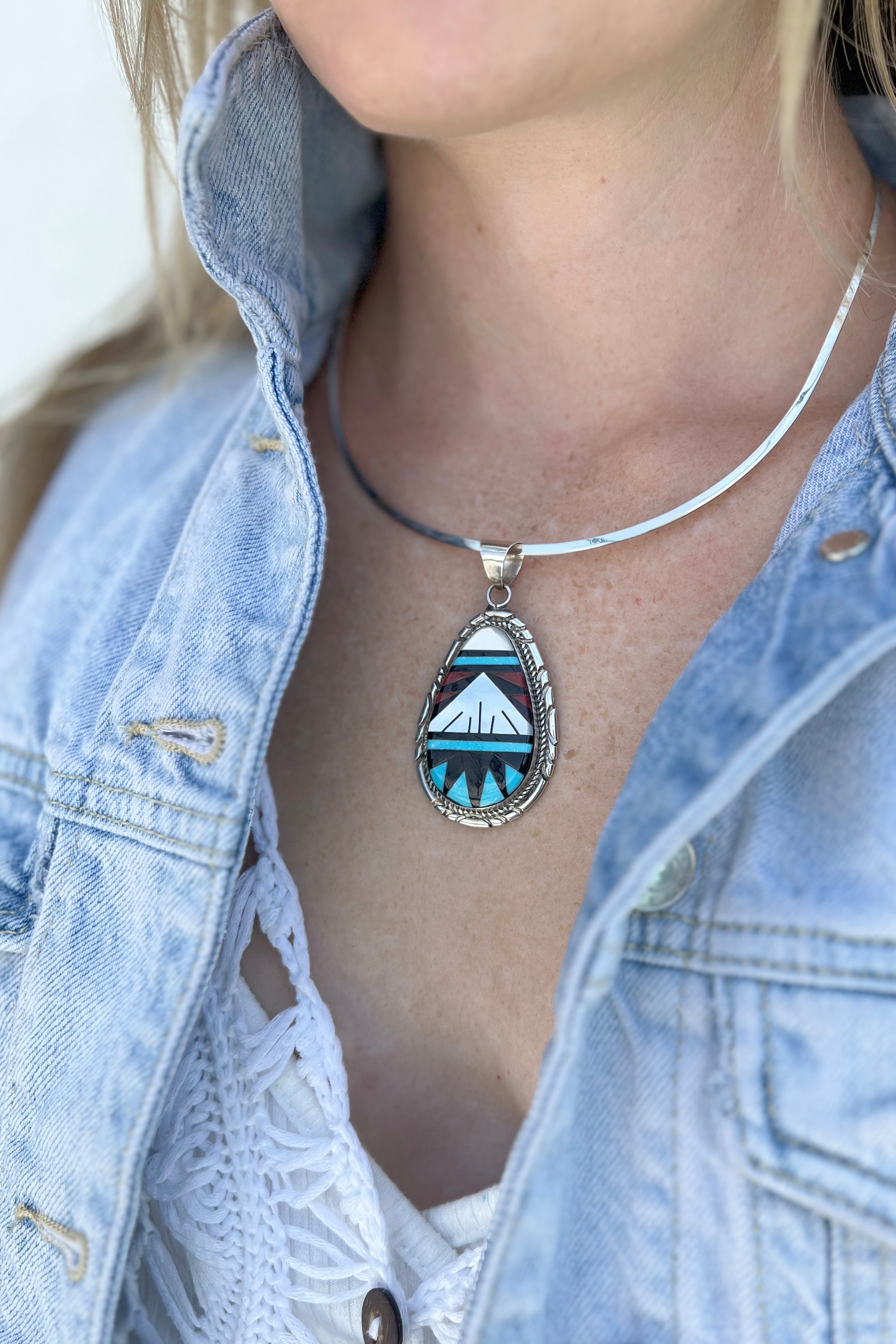 Zuni Mosaic Inlay Pendant – Silver Eagle Gallery