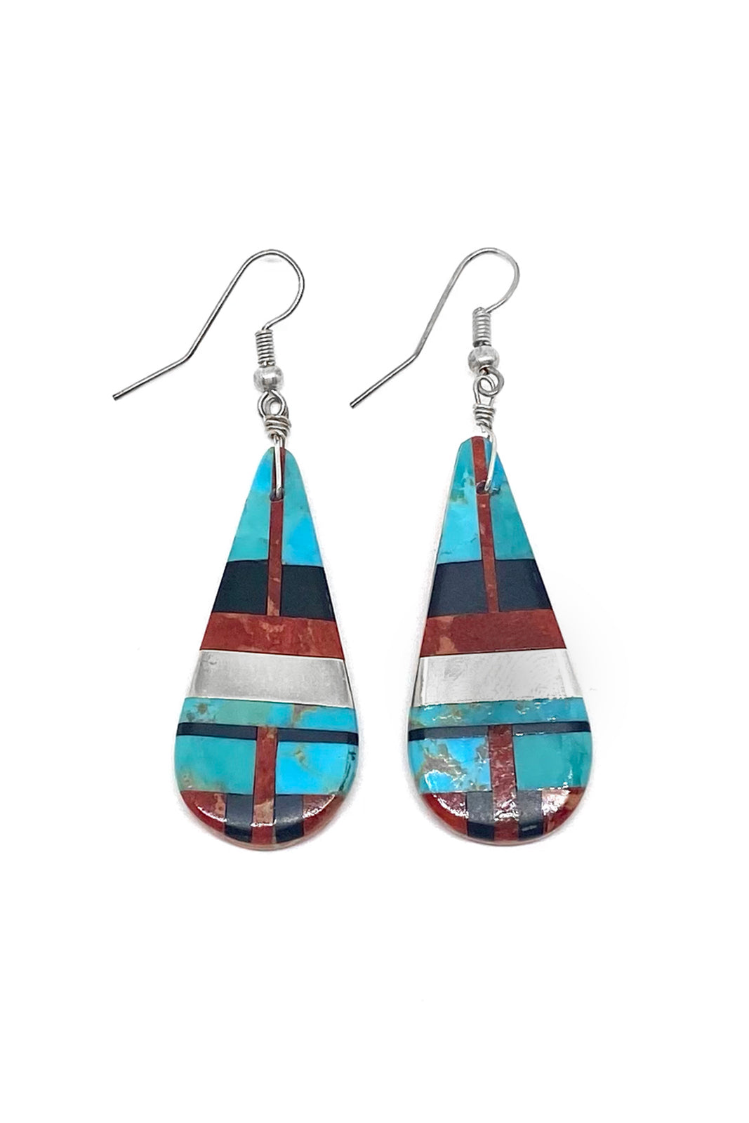 Daniel Coriz Santo Domingo Inlay Earrings – Silver Eagle Gallery