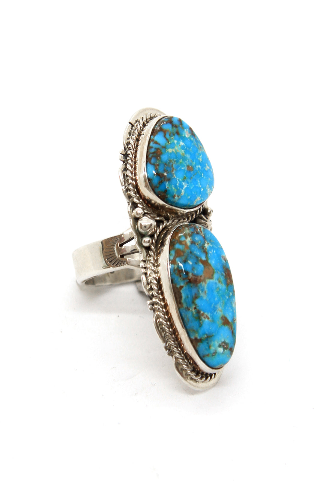 Double Stone Easter Blue Turquoise Ring (Size 6.5) – Silver Eagle Gallery