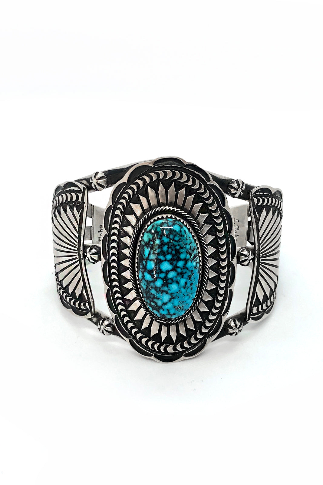Leander Tahe Kingman Turquoise Cuff Bracelet – Silver Eagle Gallery
