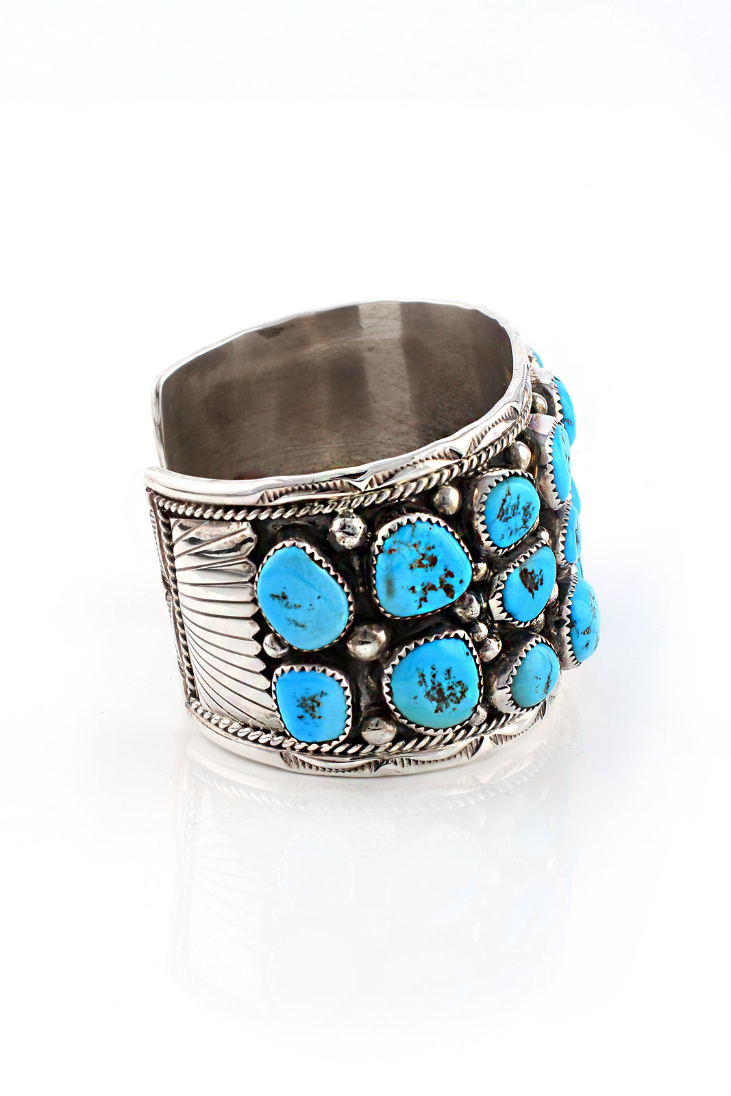 Men's Kingman Turquoise Row Cuff – Silver Eagle Gallery