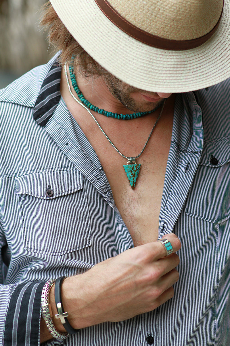 Natural Turquoise Triangle Pendant – Silver Eagle Gallery