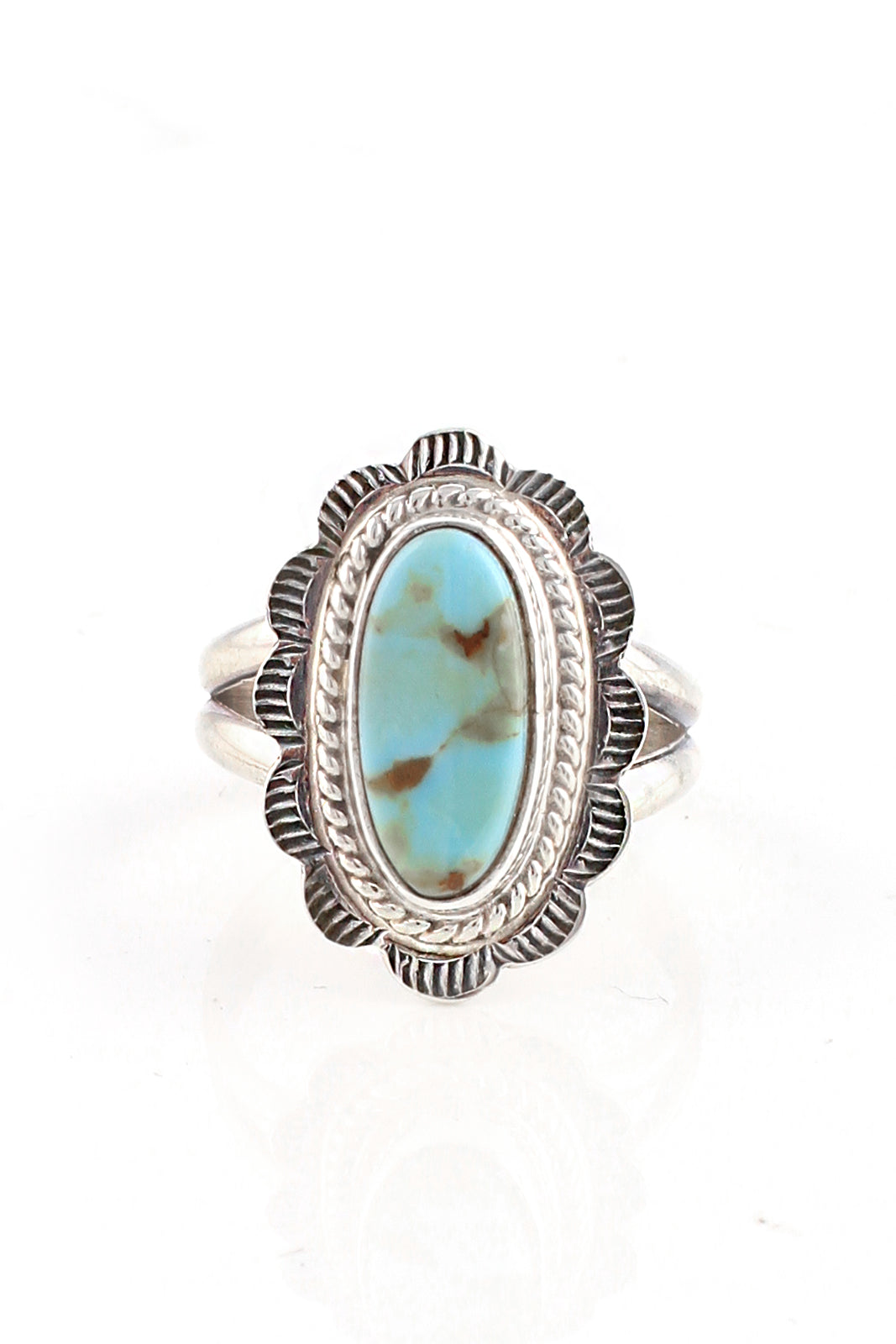 Dry Creek White Turquoise Ring (Size 6) – Silver Eagle Gallery