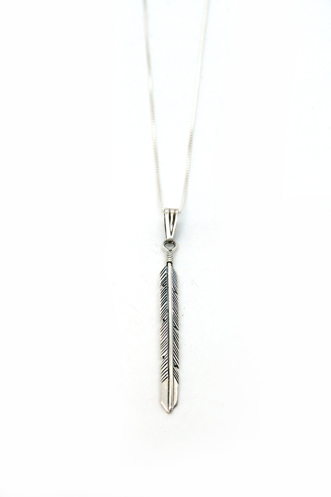 Slender Sterling Silver Feather Pendant – Silver Eagle Gallery