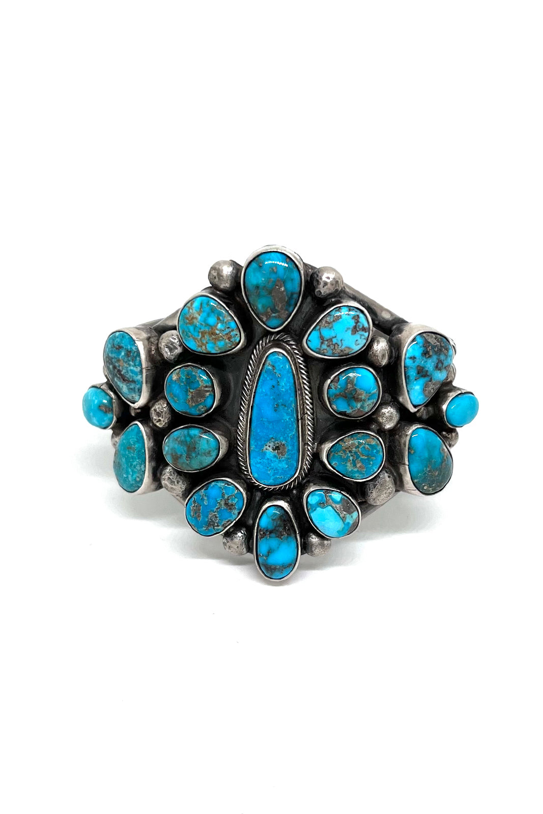 Navajo Richard Haskie Bluebird Turquoise Cluster Cuff Bracelet – Silver ...