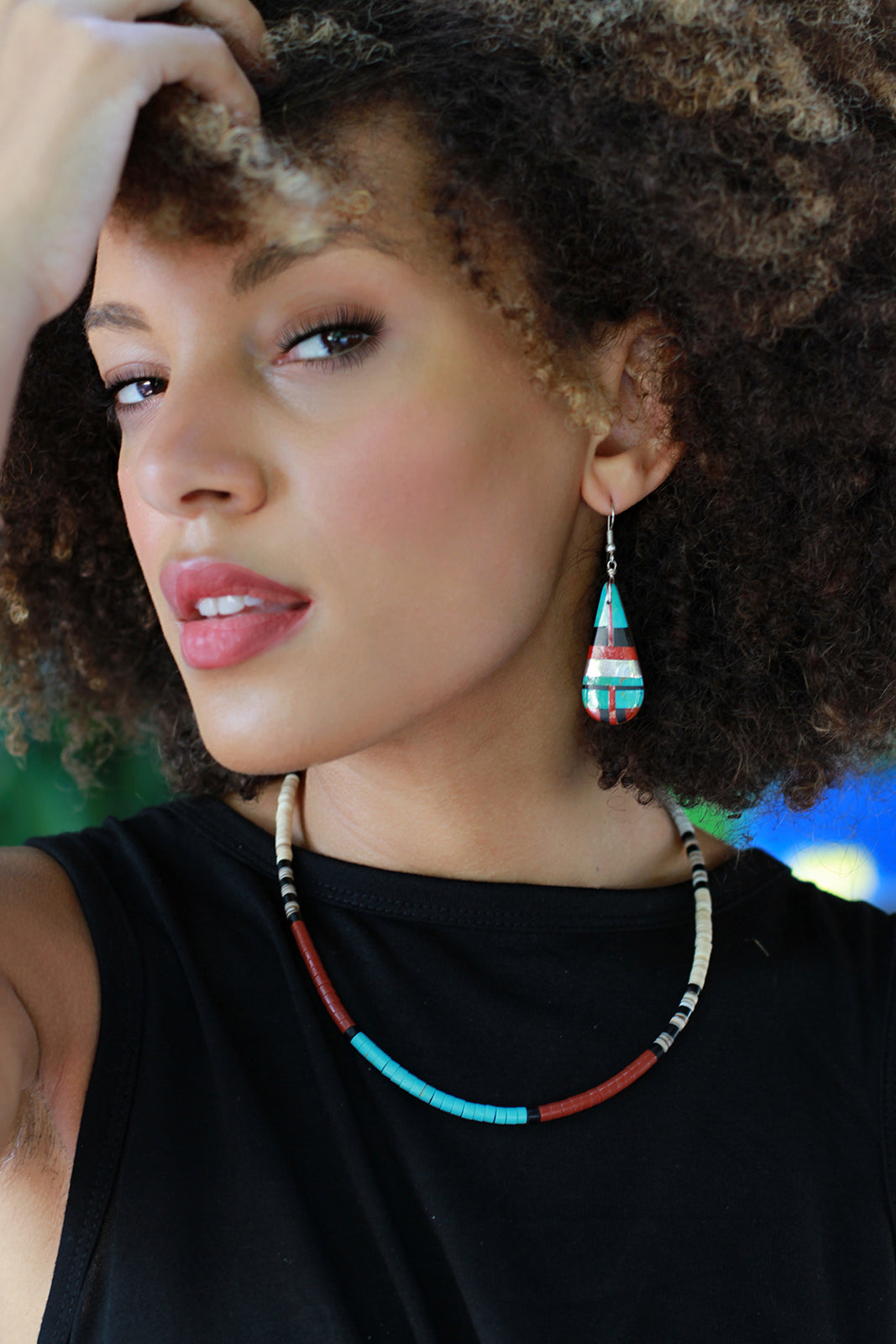 Daniel Coriz Santo Domingo Inlay Earrings – Silver Eagle Gallery