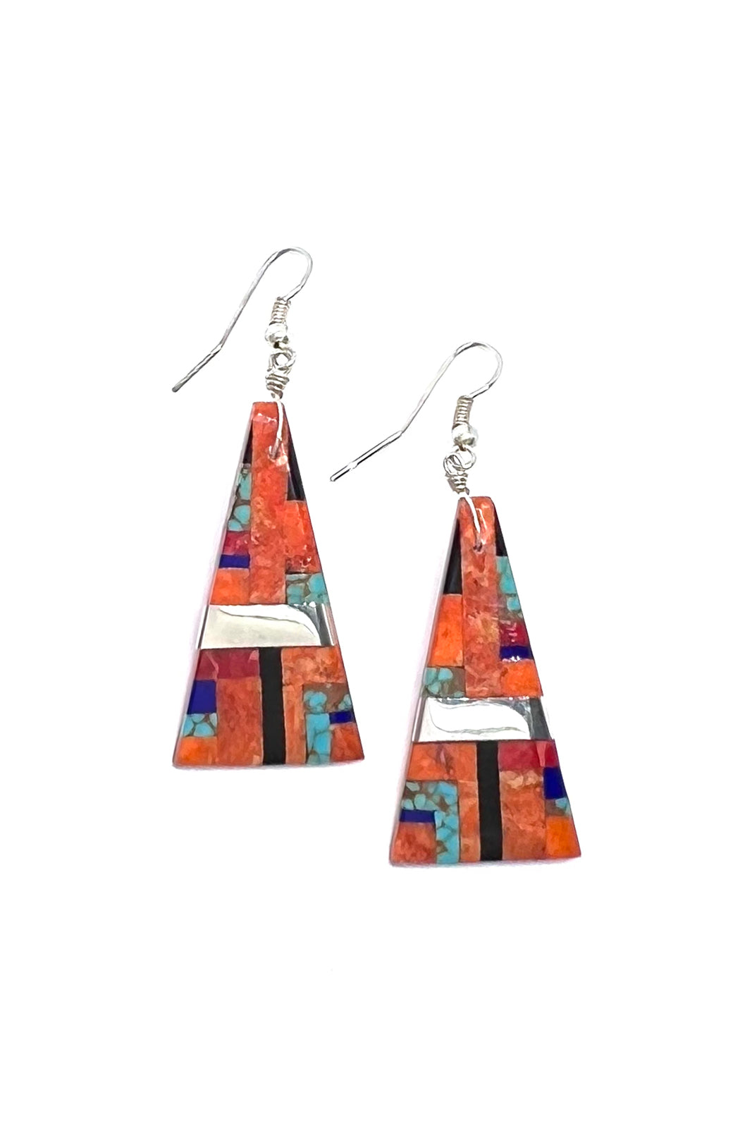 Daniel Coriz Santo Domingo Colorful Mosaic Inlay Earrings – Silver ...
