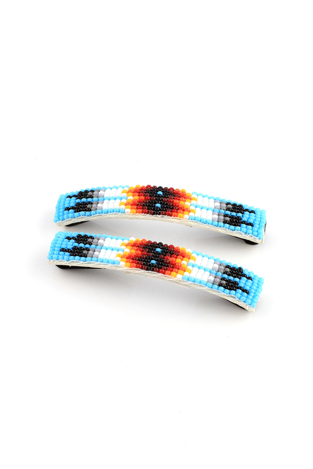Blue Navajo Beaded Barrettes (Pair) – Silver Eagle Gallery