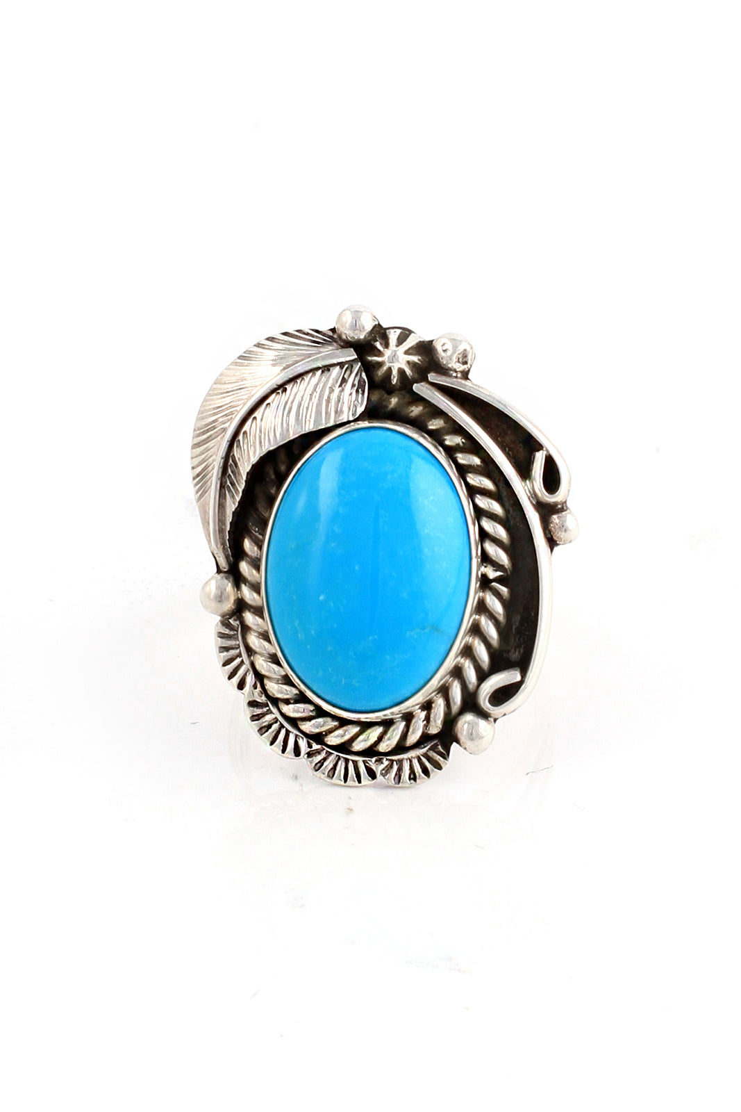 Navajo Traditional Turquoise Ring (Size 10) – Silver Eagle Gallery