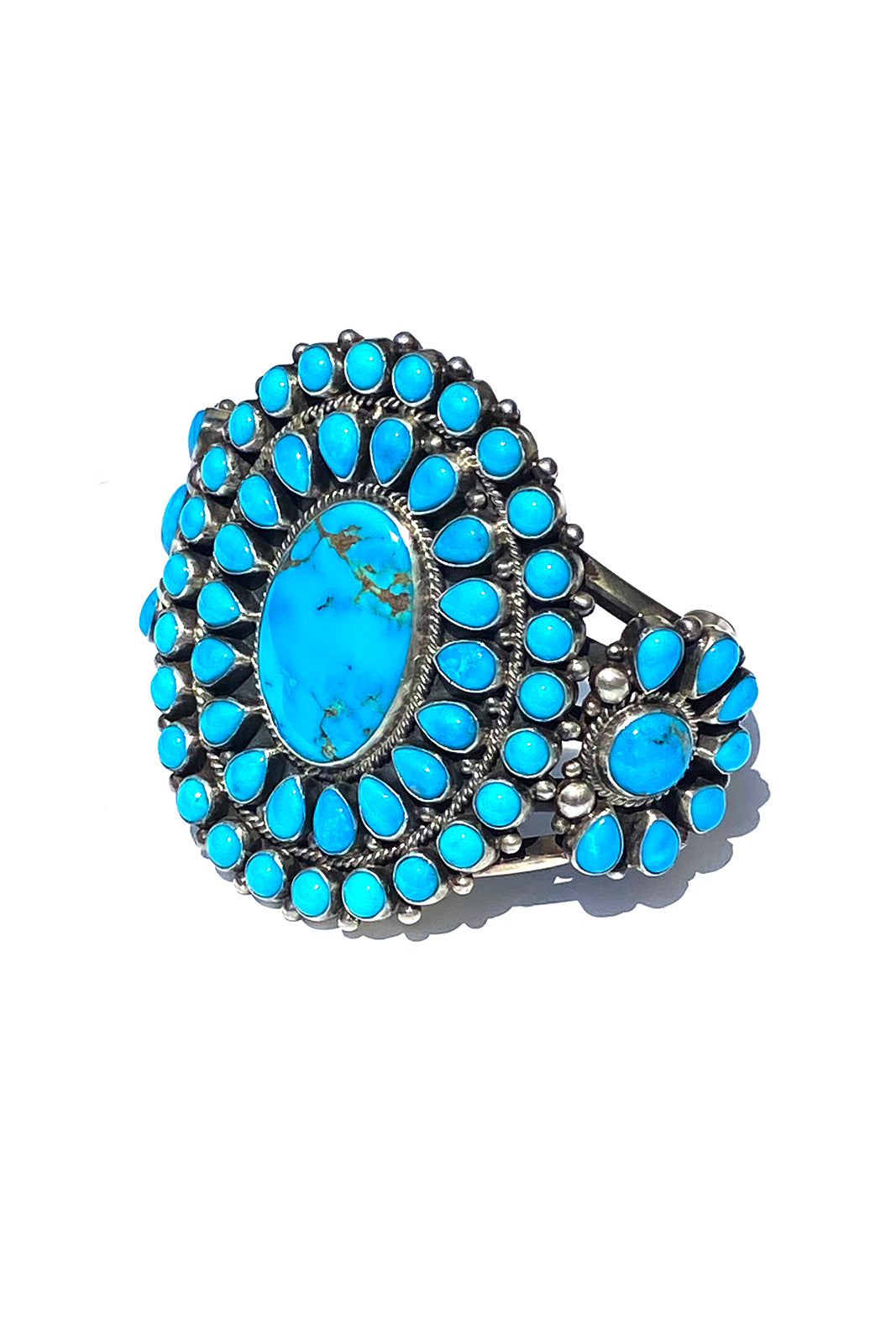 Tyler Brown Navajo Turquoise Cluster Cuff Bracelet – Silver Eagle Gallery