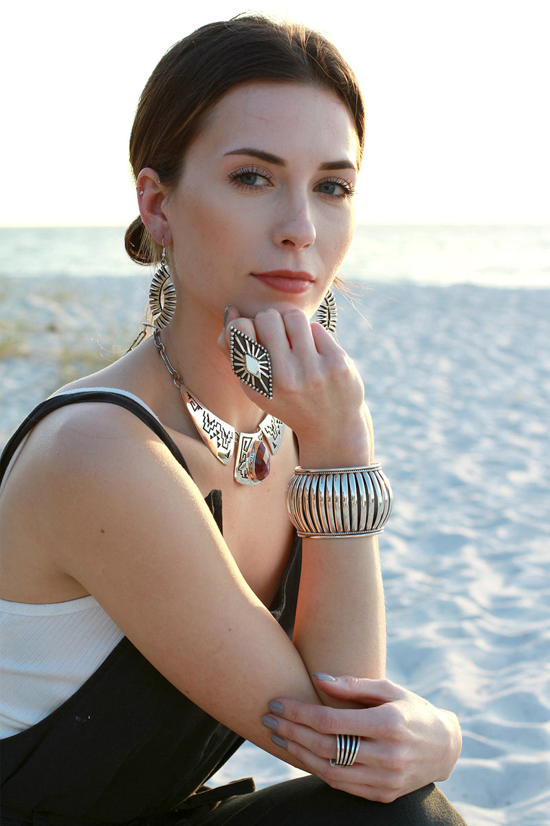 Thomas Charley Wide Sterling Silver Cuff (2" wide) – Silver Eagle Gallery