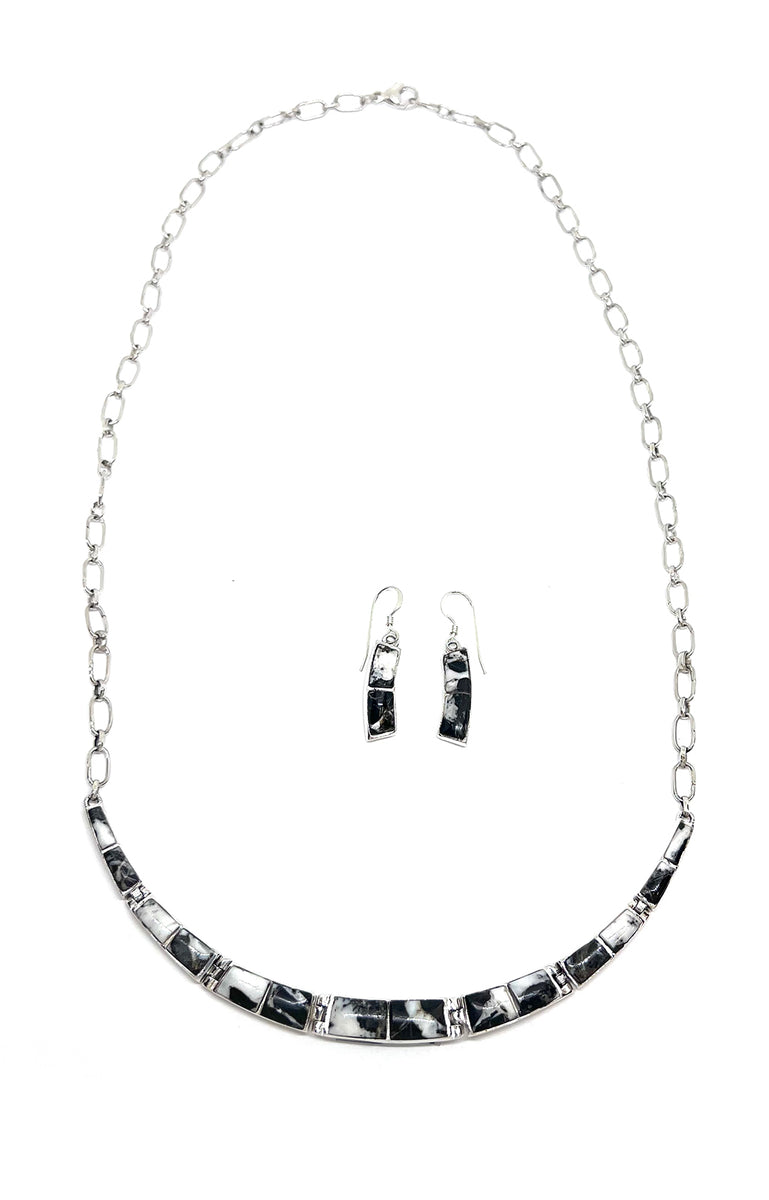 White Buffalo Inlay Necklace and Earring Set – Silver Eagle Gallery
